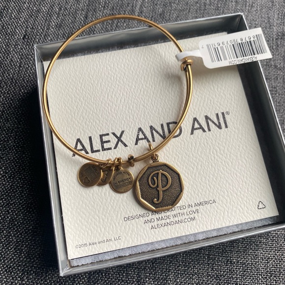 Alex and Ani | Jewelry | Alex And Ani New With Tags And Box Letter P In Rafaelian Gold | Poshmark